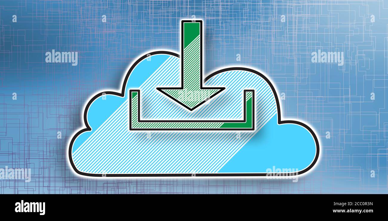 Illustration of a cloud download concept Stock Photo - Alamy