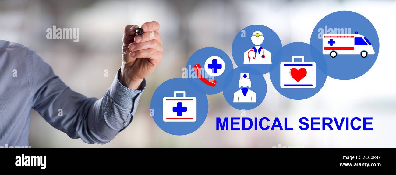 Man drawing a medical service concept Stock Photo - Alamy