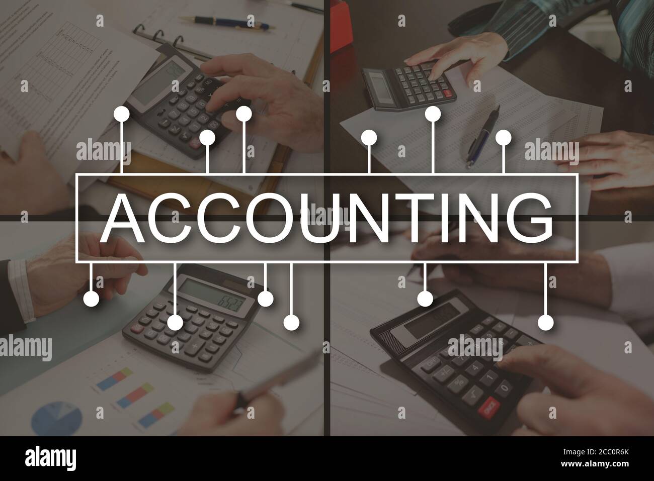 Accounting concept illustrated by pictures on background Stock Photo ...