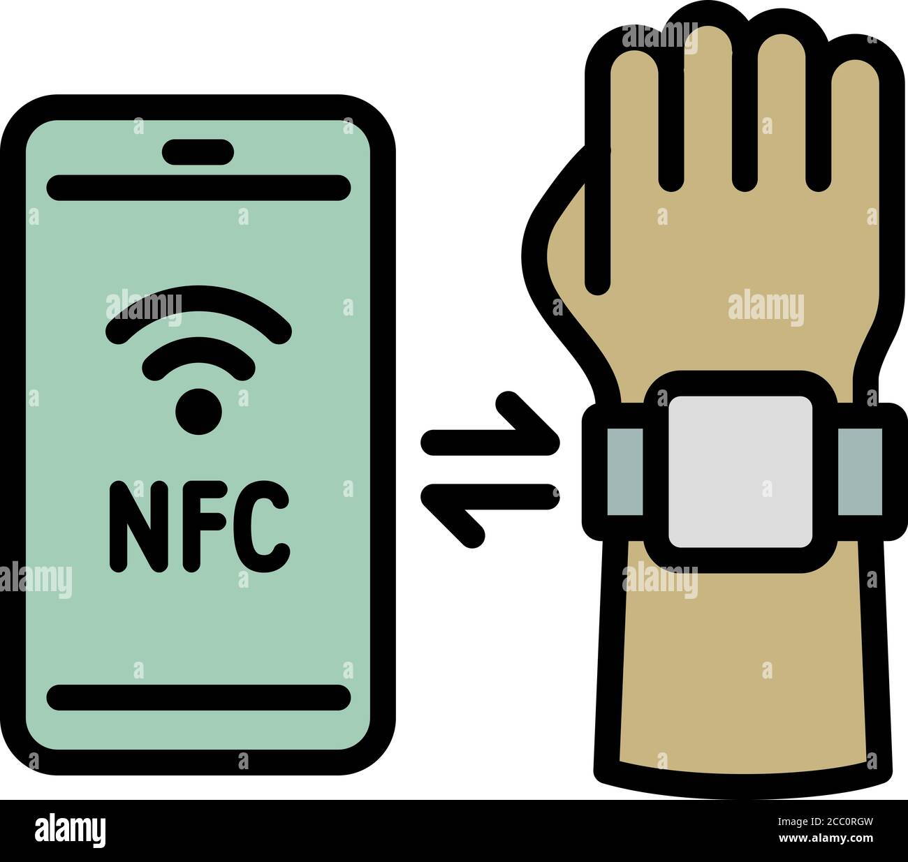 Smartwatch smartphone nfc icon. Outline smartwatch smartphone nfc ...