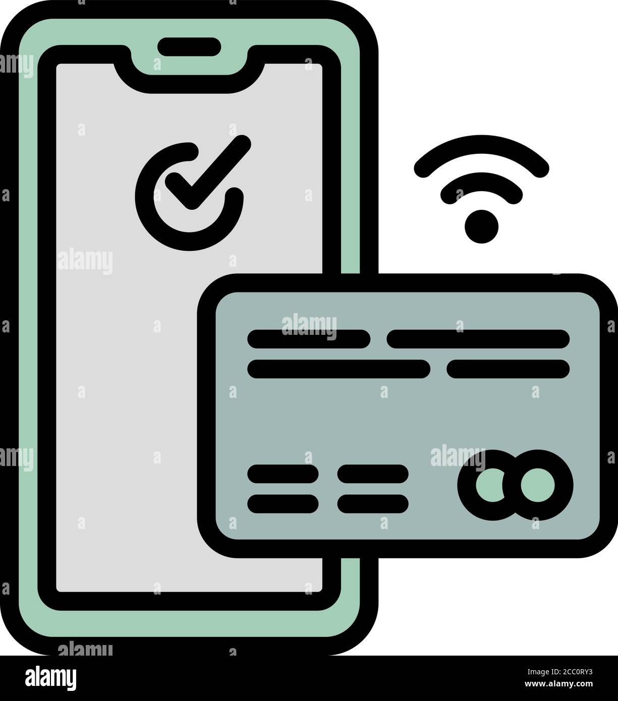 Credit card nfc smartphone icon. Outline credit card nfc smartphone ...