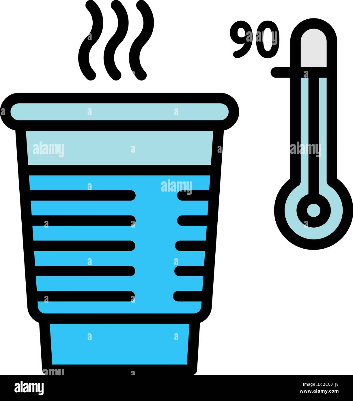 Hot water plastic glass icon. Outline hot water plastic glass vector ...