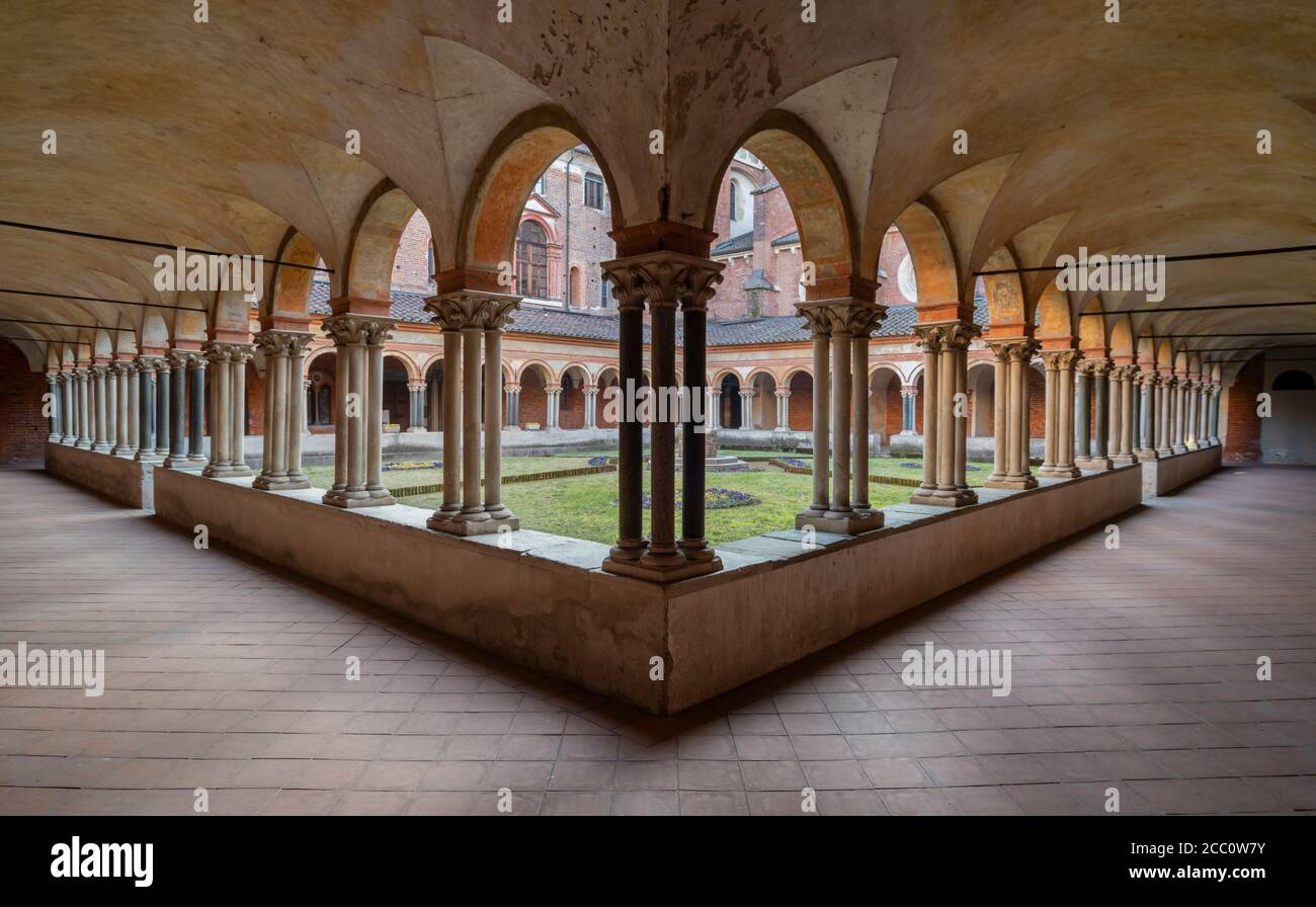 walk inside the cloister with arched vaults Stock Photo - Alamy