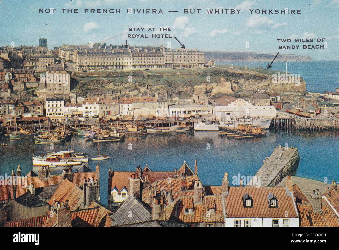 Vintage colour postcard of The Royal Hotel in Whitby, Yorkshire, UK ...