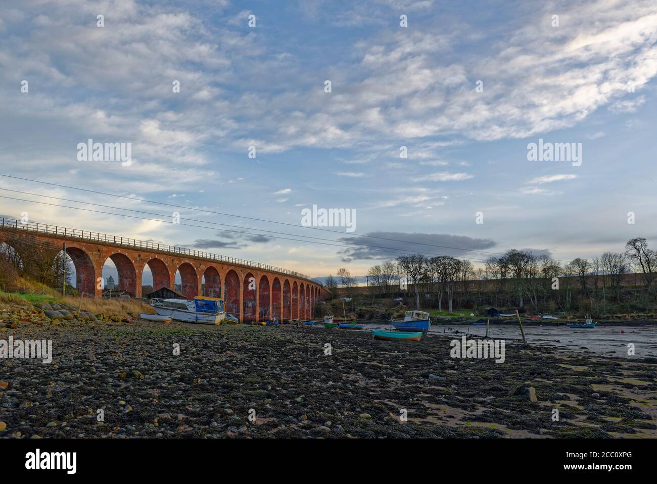 The Brick Built Railway Bridge over the South Esk River at the Montrose Basin, with Fishing ...