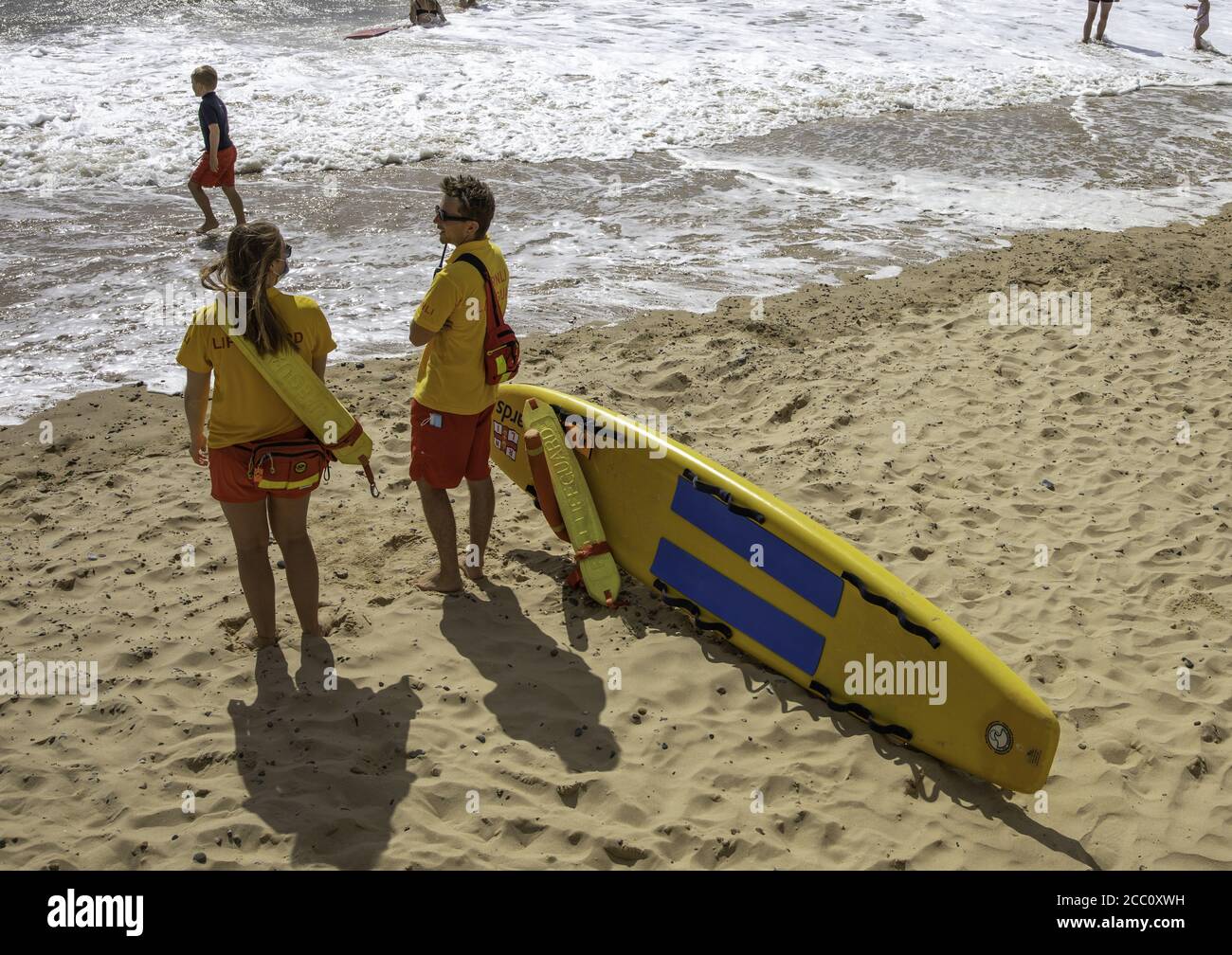 SOUTHWOLD, UNITED KINGDOM - Aug 05, 2020: Lifeguards on the beach at ...