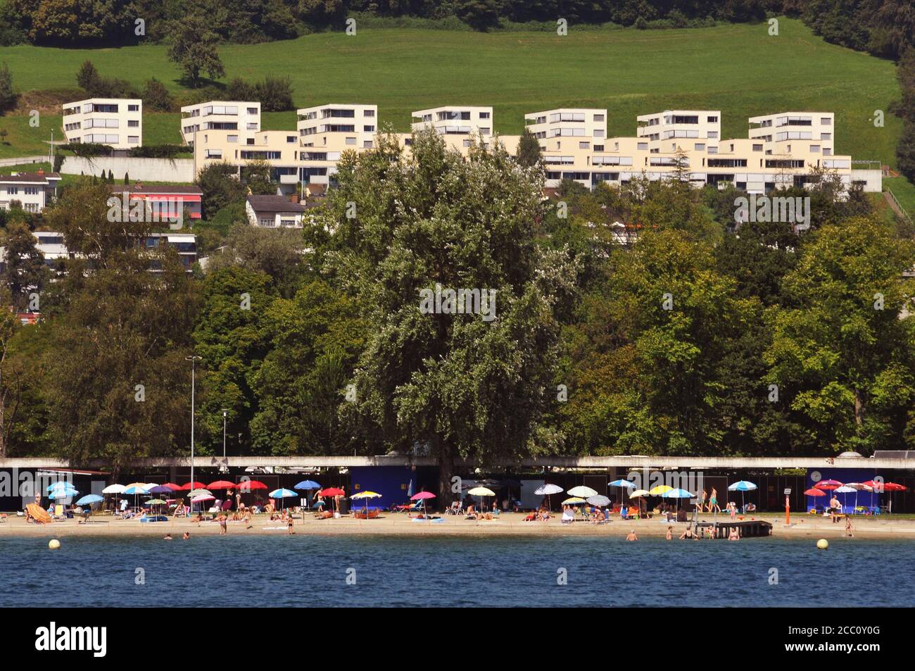 Switzerland, Luzern canton, on Lake of 4 Cantons, Lido beach not far ...