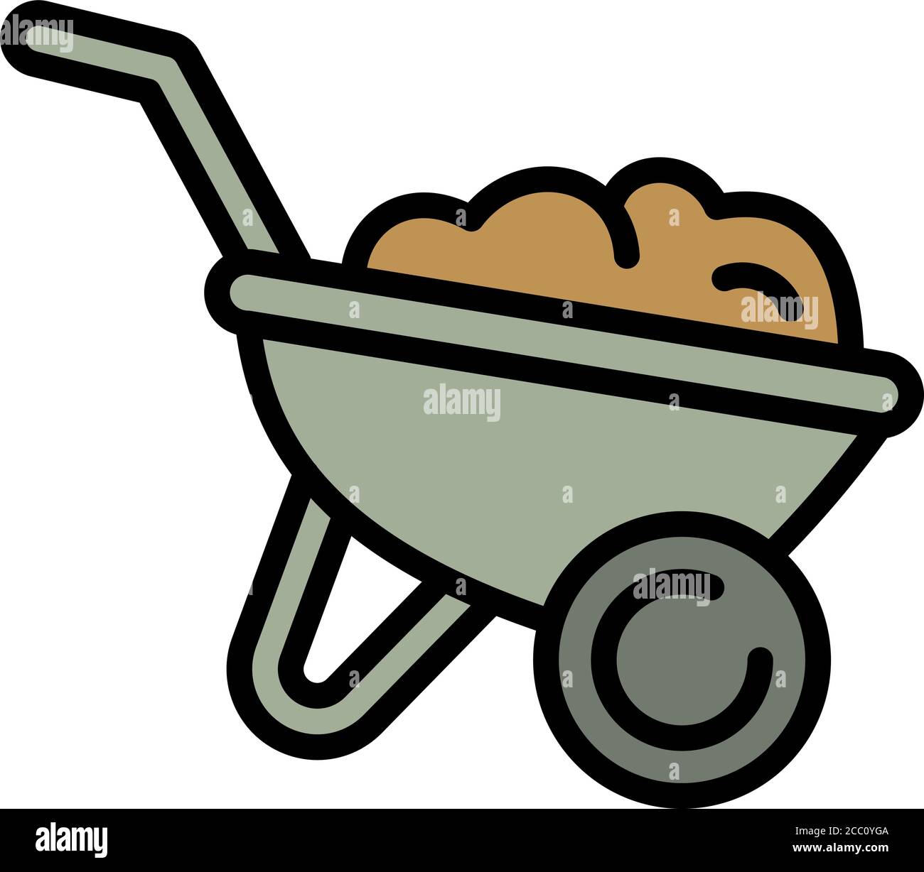 Gardening ground wheelbarrow icon. Outline gardening ground wheelbarrow ...