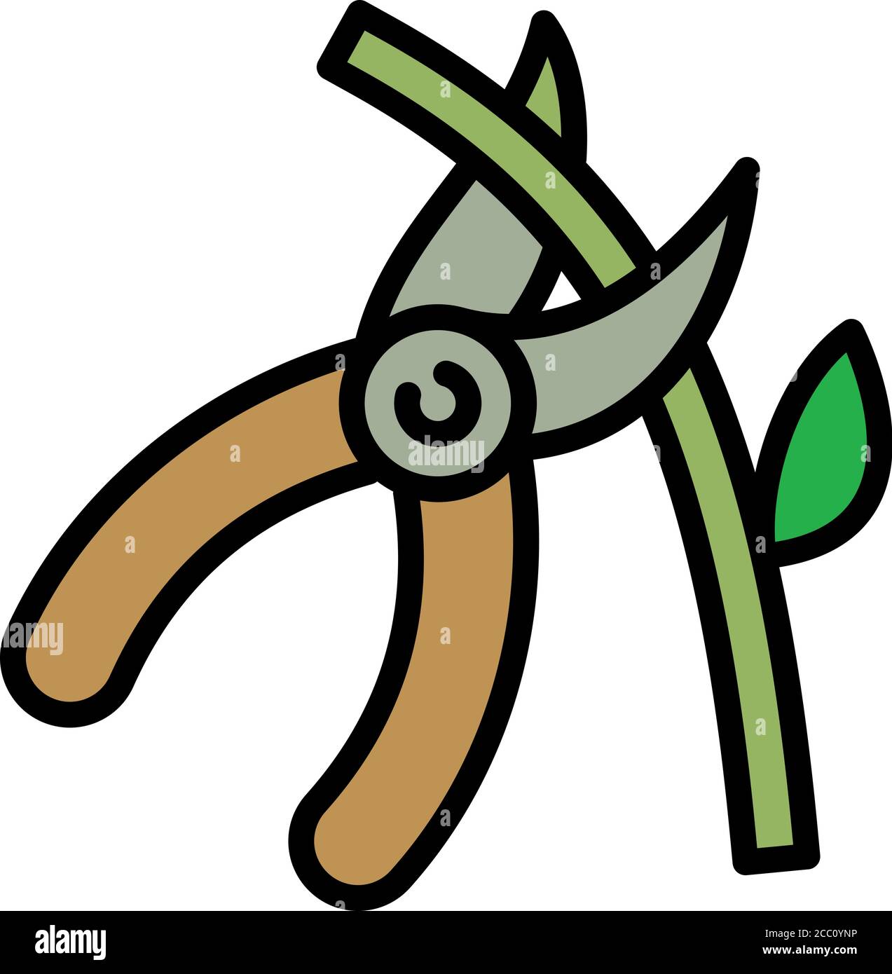Secateurs cuts plant icon. Outline secateurs cuts plant vector icon for ...