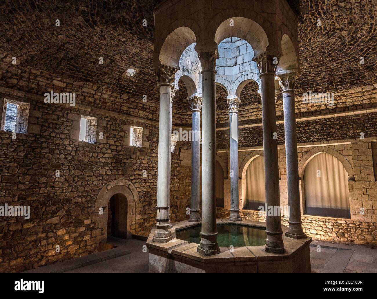 Spain, Catalonia, Girona, Arab baths (12th century), apodyterium and ...