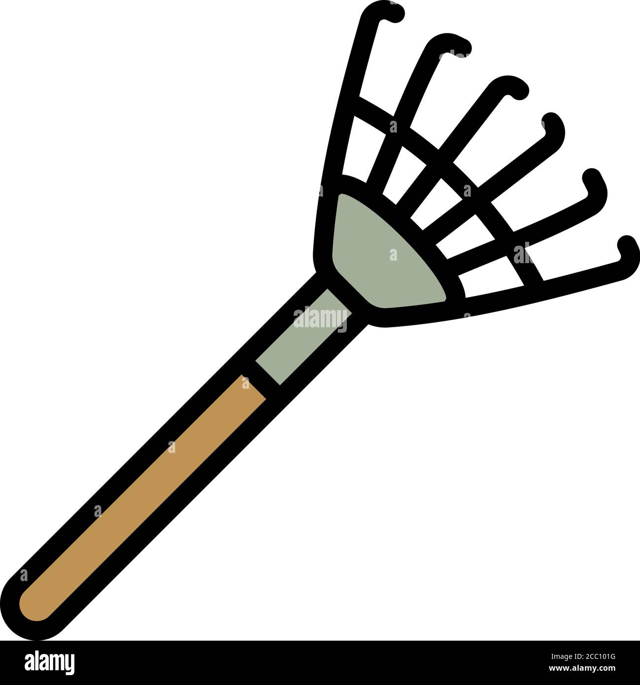 Leaf rake icon. Outline leaf rake vector icon for web design isolated ...