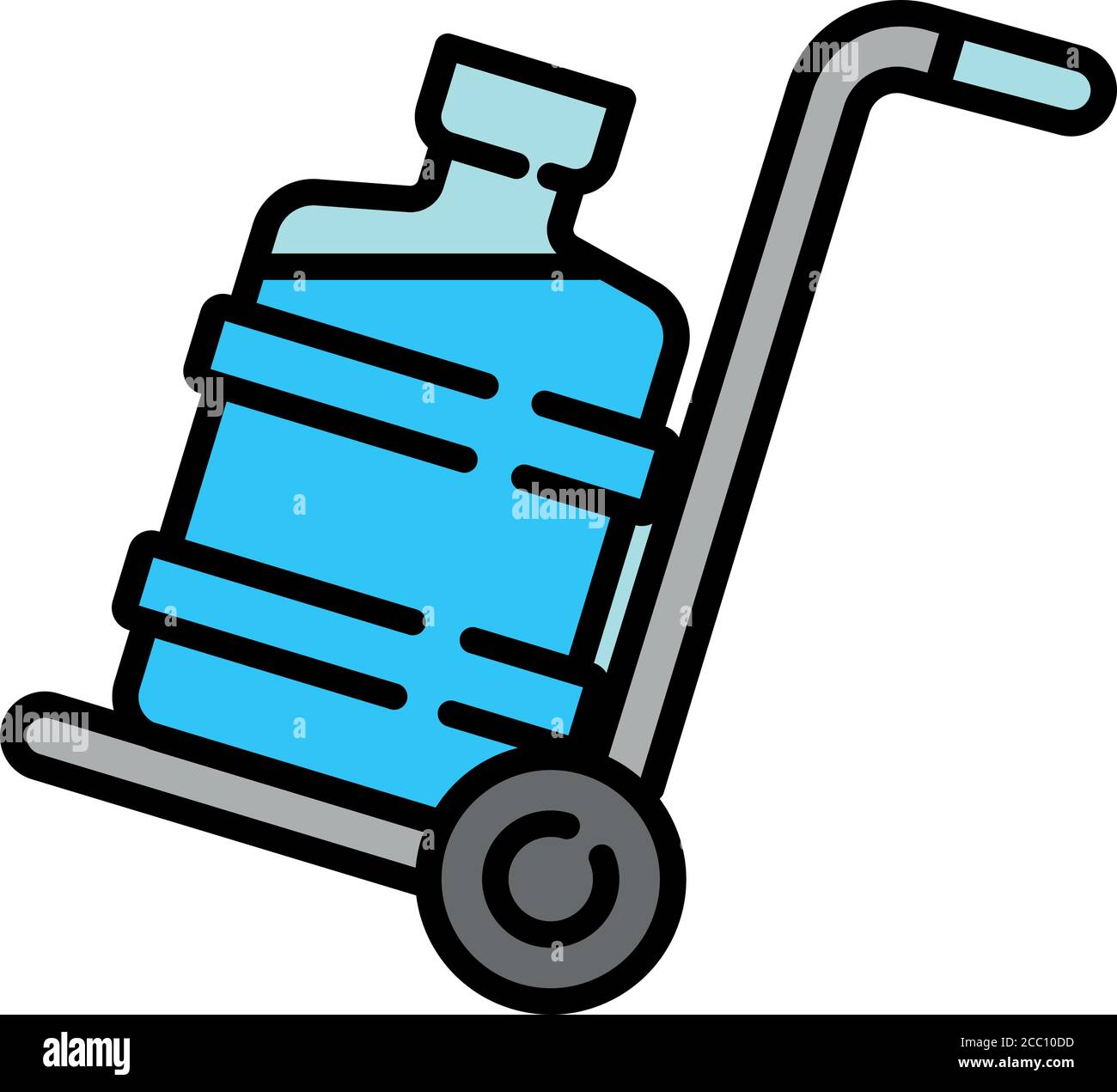 Water cooler bottle on cart icon. Outline water cooler bottle on cart ...