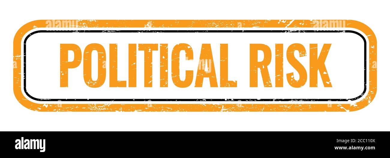 POLITICAL RISK orange grungy rectangle stamp sign Stock Photo - Alamy