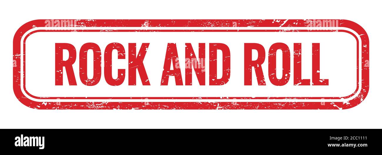 ROCK AND ROLL red grungy rectangle stamp sign Stock Photo - Alamy