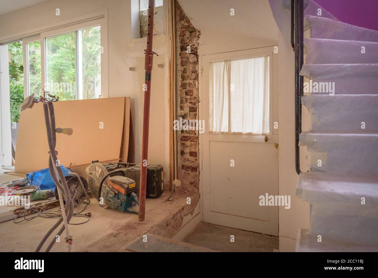 Renovation on progress in an old individual house in France Stock Photo ...