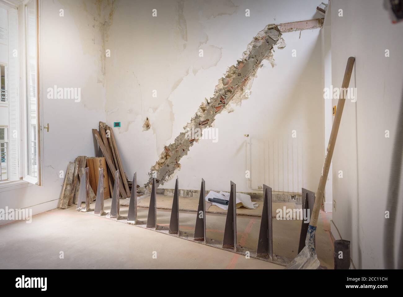 Renovation on progress in an old individual house in France Stock Photo ...