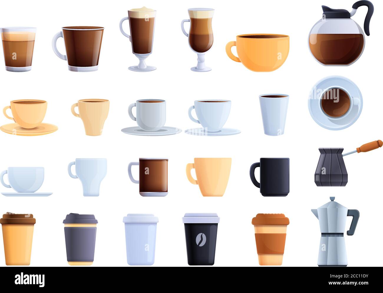 Latte icons set cartoon Cut Out Stock Images & Pictures - Alamy
