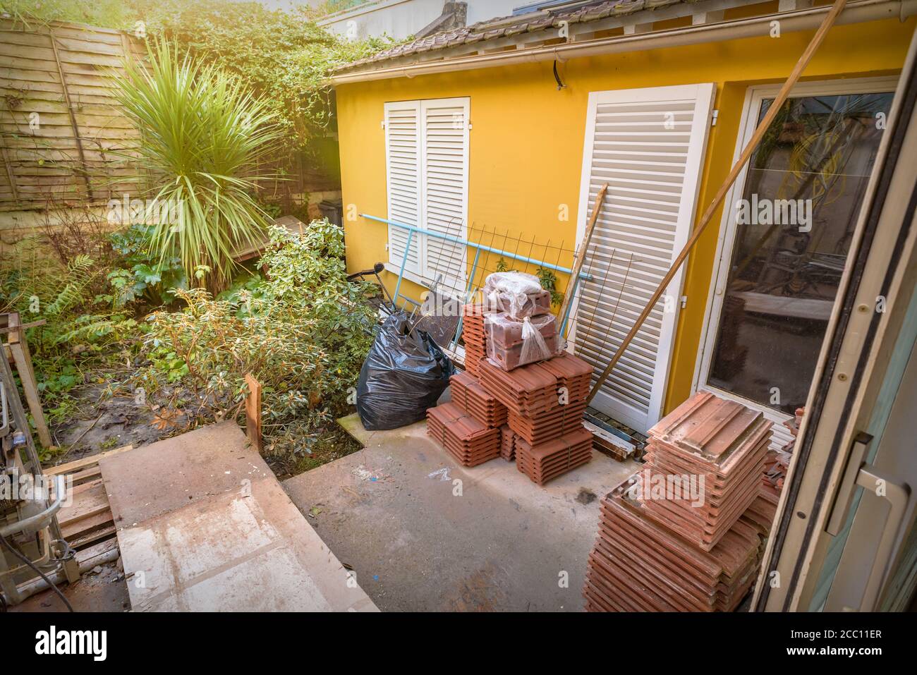 Renovation on progress in an old individual house in France Stock Photo ...