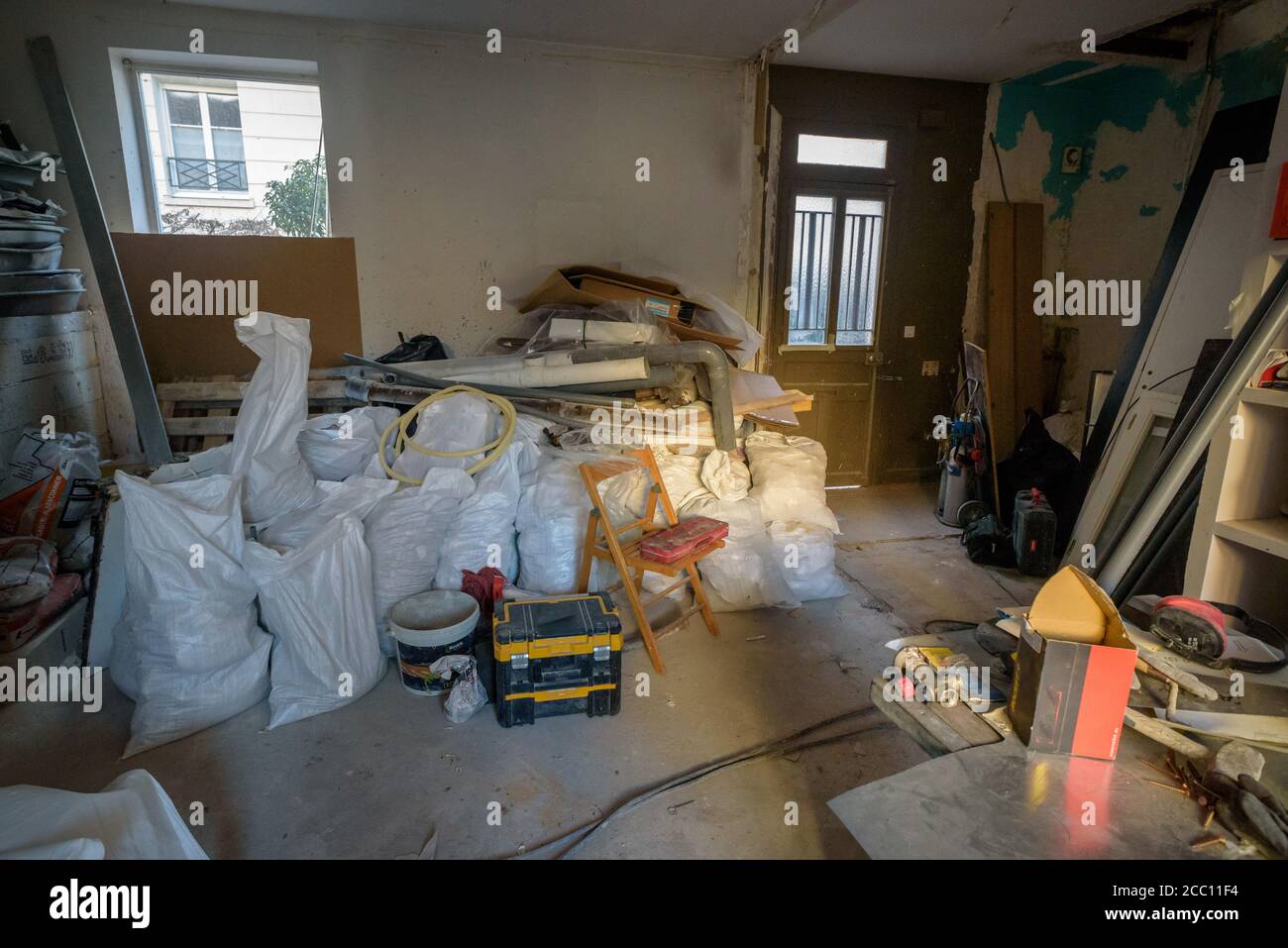Renovation on progress in an old individual house in France Stock Photo ...