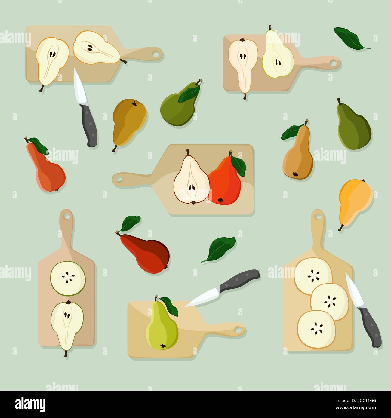 Cutting pears - vector illustration Stock Vector Image & Art - Alamy