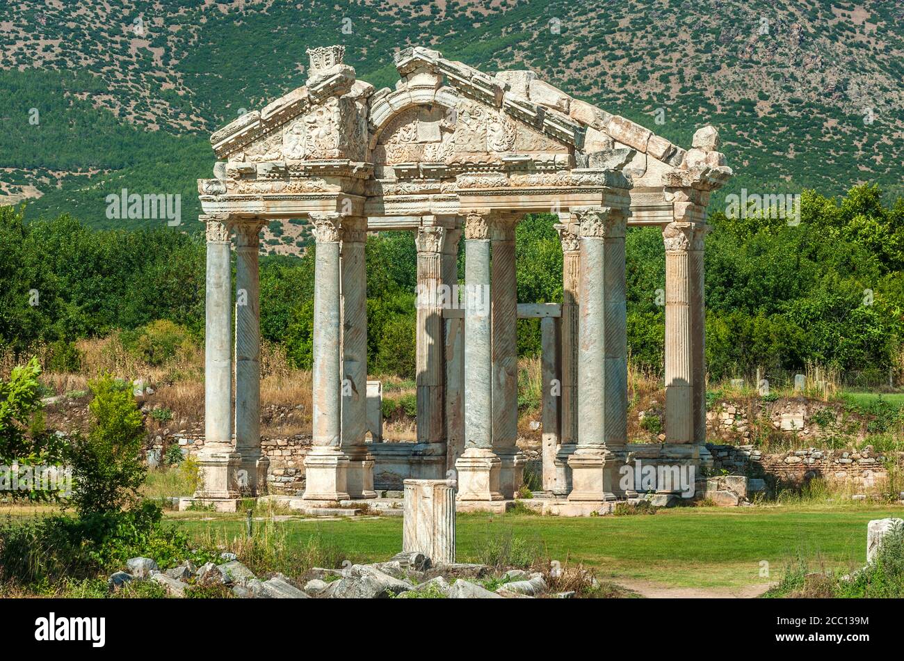 Turkey, Aphrodisias archeological Roman site, Tetrapylon (monumental gateway od the Temple of ...