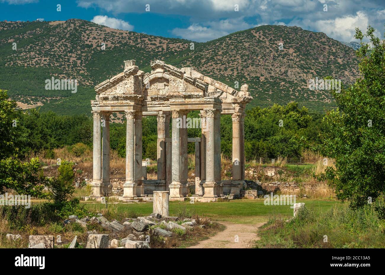 Turkey, Aphrodisias archeological Roman site, Tetrapylon (monumental gateway of the Temple of ...