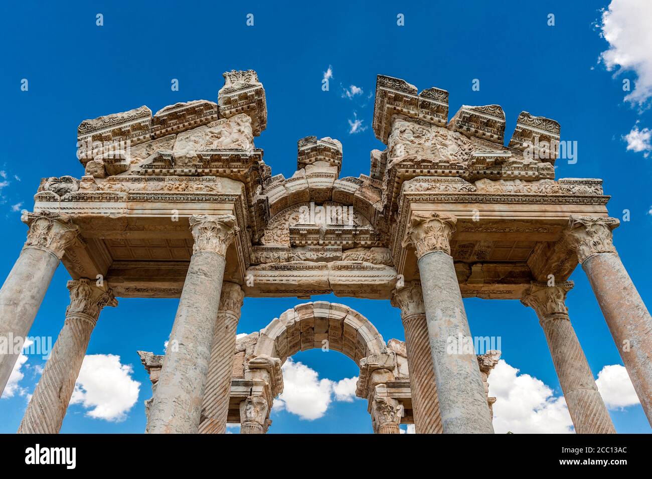 Turkey, Aphrodisias archeological Roman site, Tetrapylon (monumental gateway of the Temple of ...
