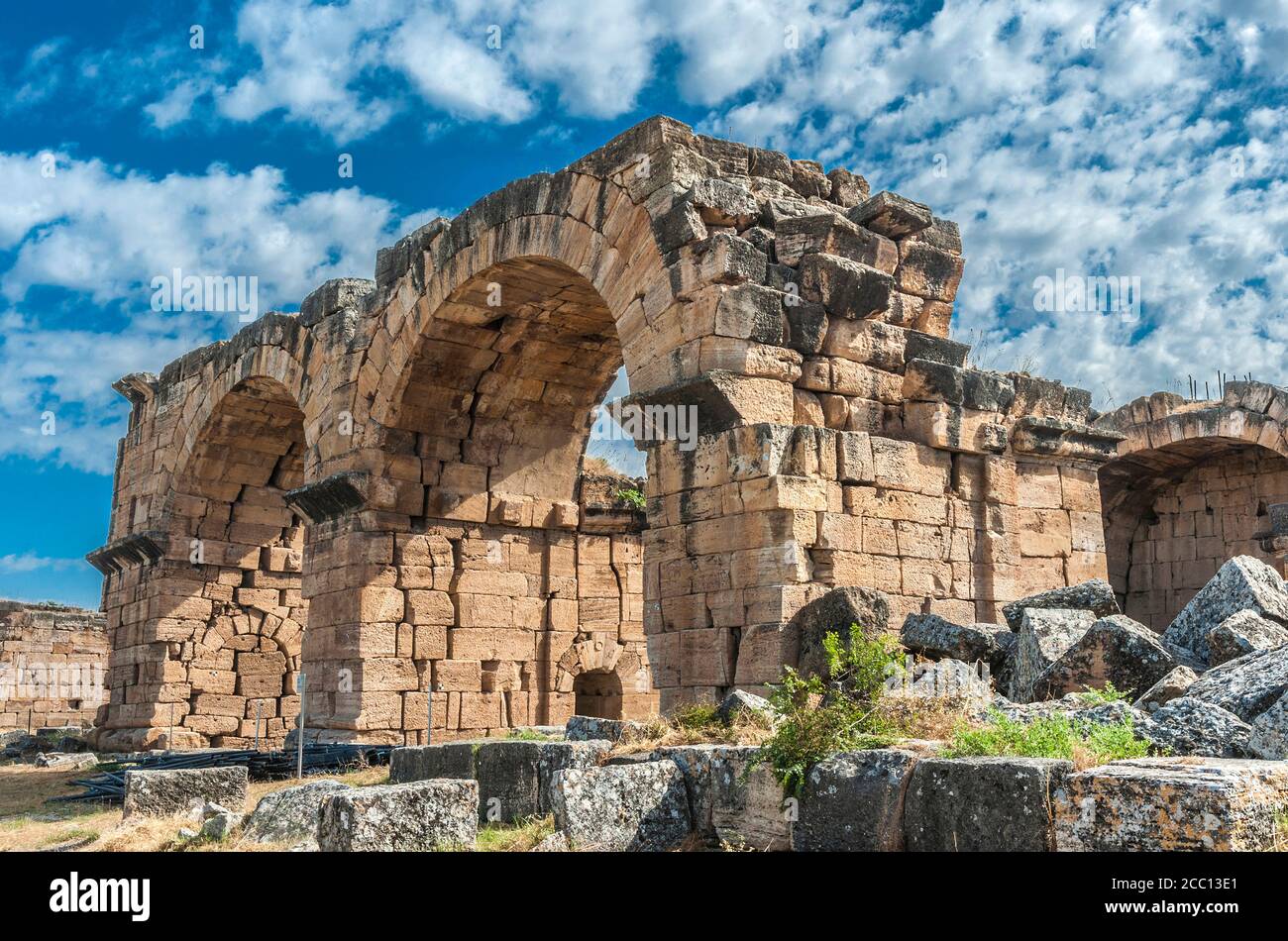 Turkey, Hierapolis archeological site near Pamukkale, Baths outside the ...