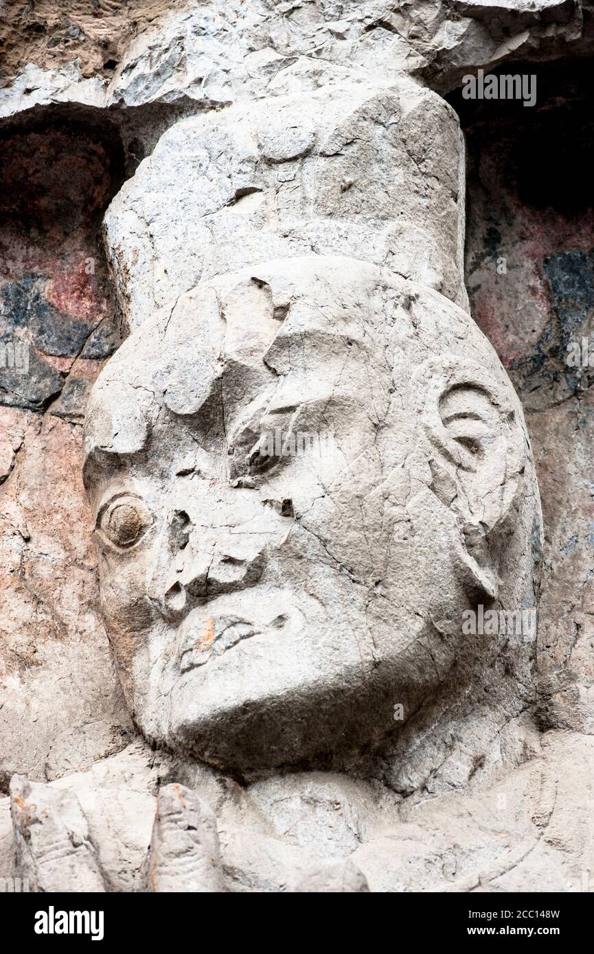 Head of Bouddha statue in Longmen caves, Luoyang, Henan, China Stock ...