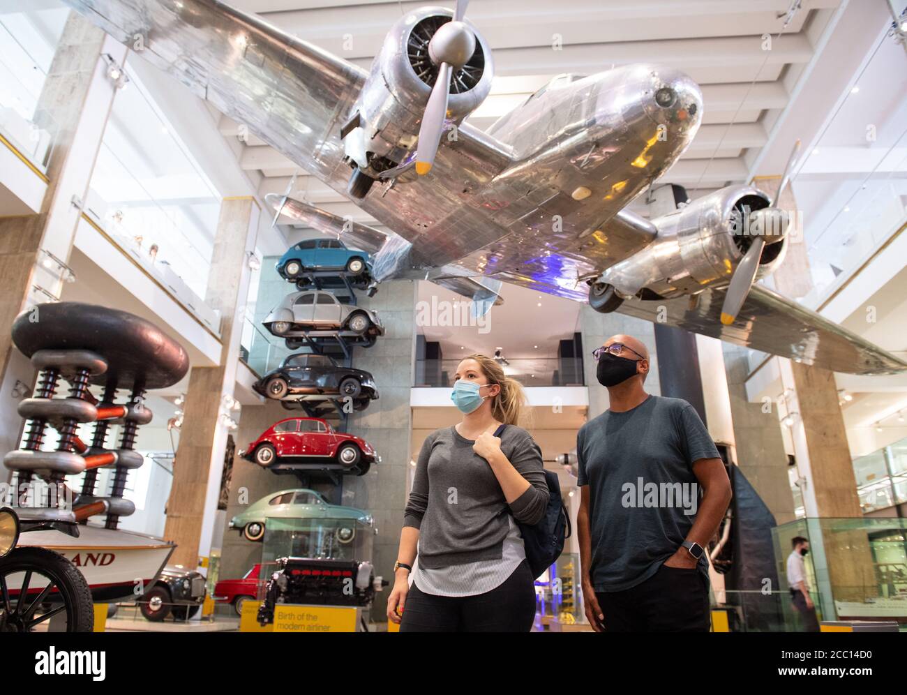Members of staff at the Science Museum, in central London, stand ...