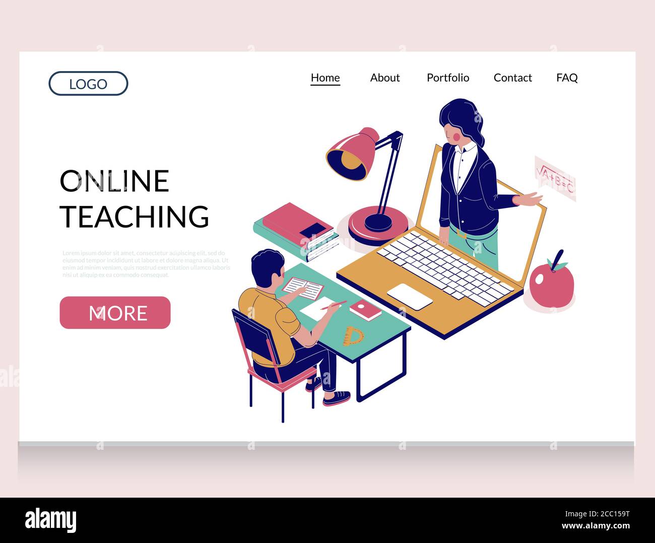 Online teaching vector website landing page template Stock Vector Image ...