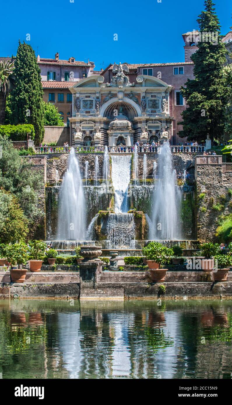 Italy, Latium, Tivoli, monumental fountain of the garden of the Villa d ...