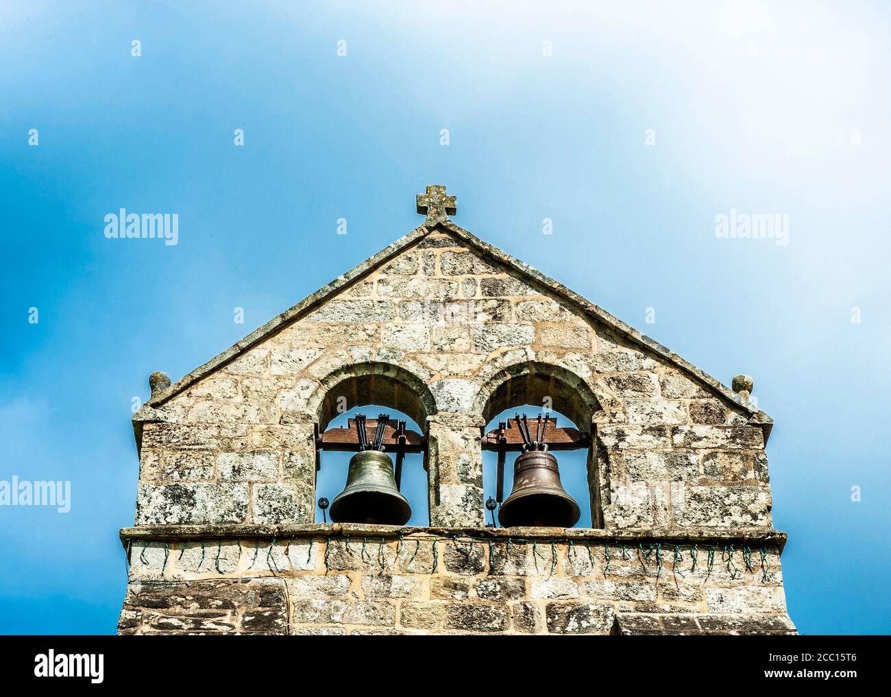 France, Limousin, Coreze, Lestards village, bell-gable with the bells ...