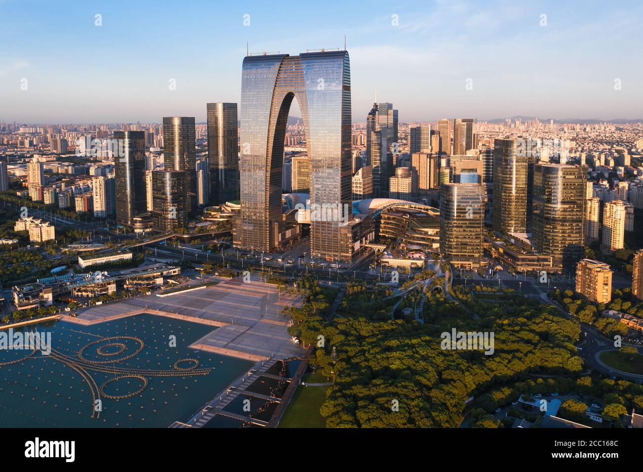 CBD buildings by the lake. Photo in Suzhou, China Stock Photo - Alamy