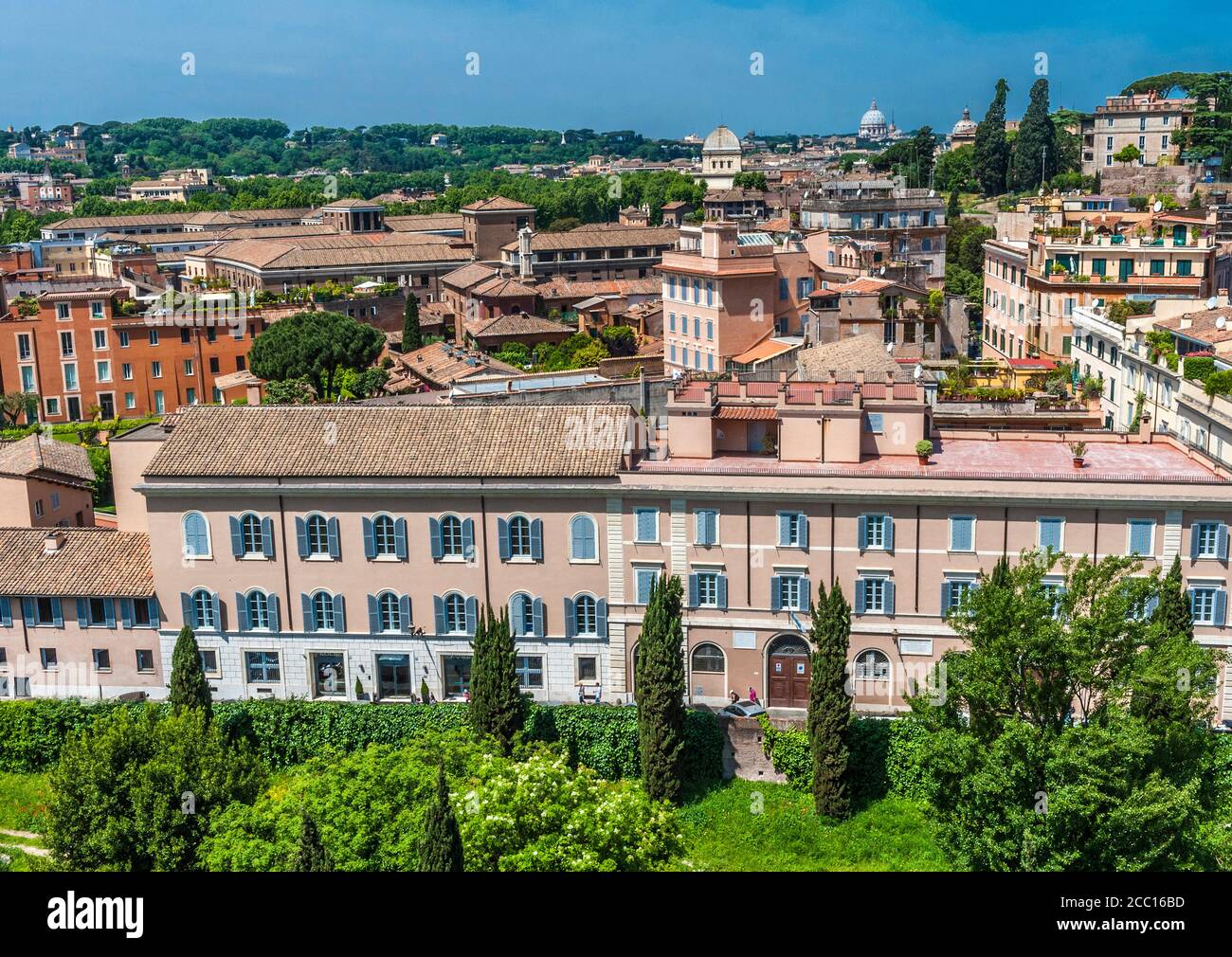 Italy, Rome, Aventine district, houses along Via di San Teodoro on the ...