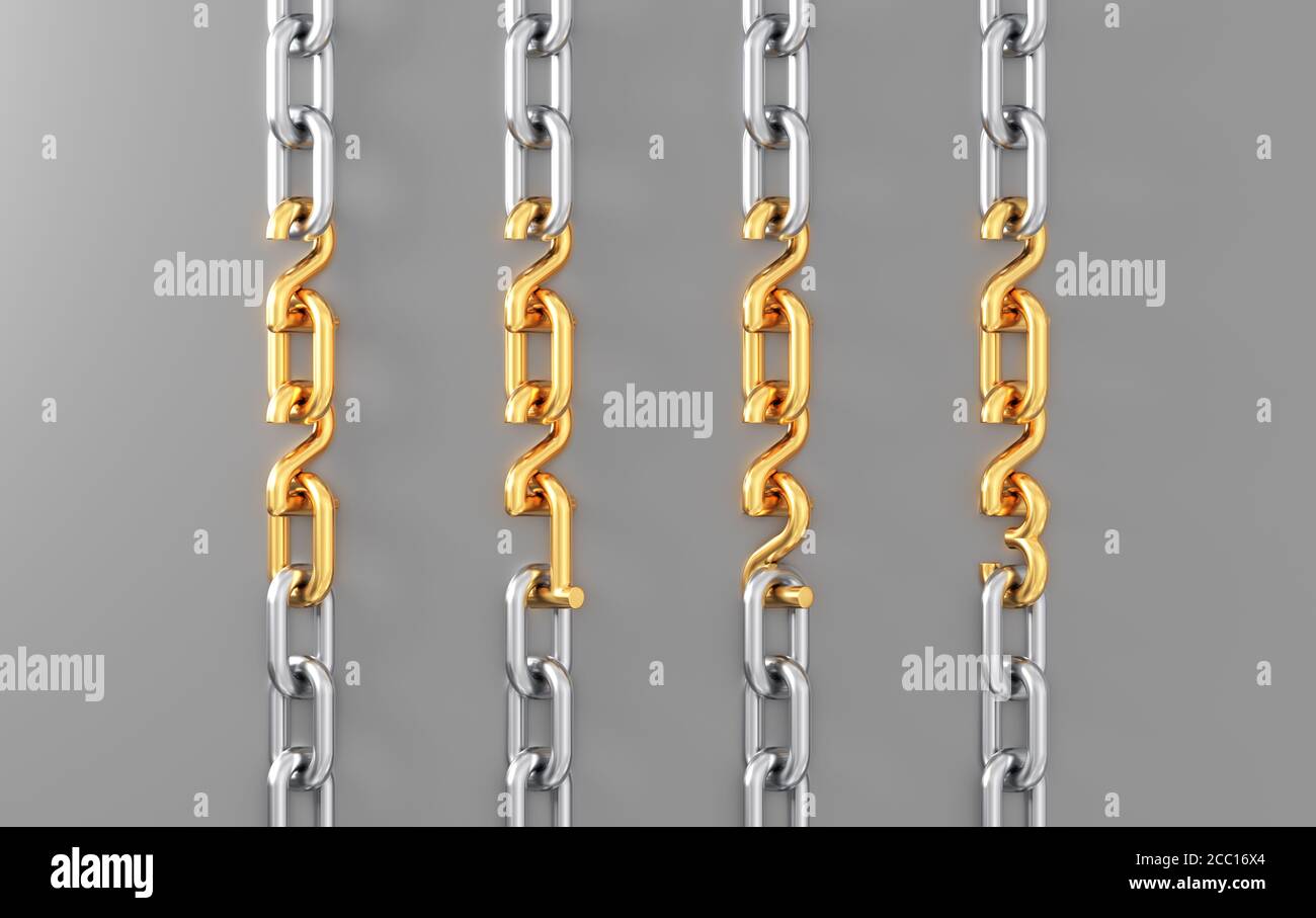 Chains With Gold Elements In The Form Of Numbers 2020, 2021, 2022 and ...