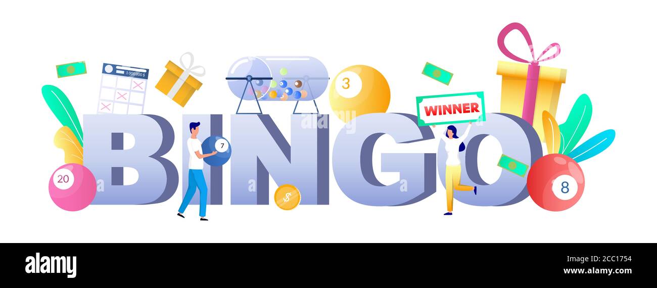 Bingo lottery game typography banner template, vector illustration ...