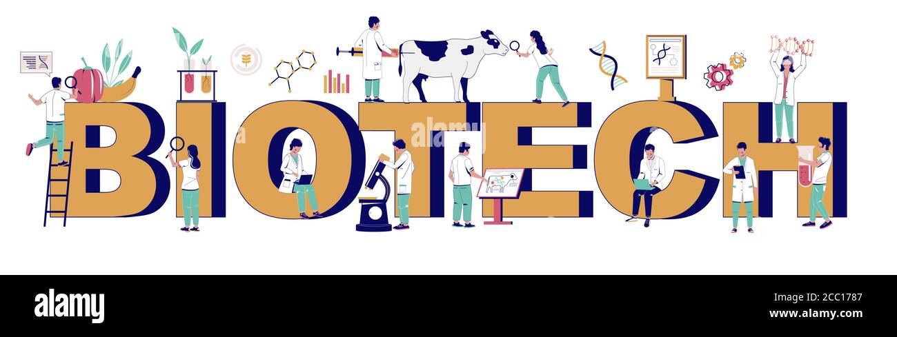 Biotech typography banner template, vector flat illustration Stock ...