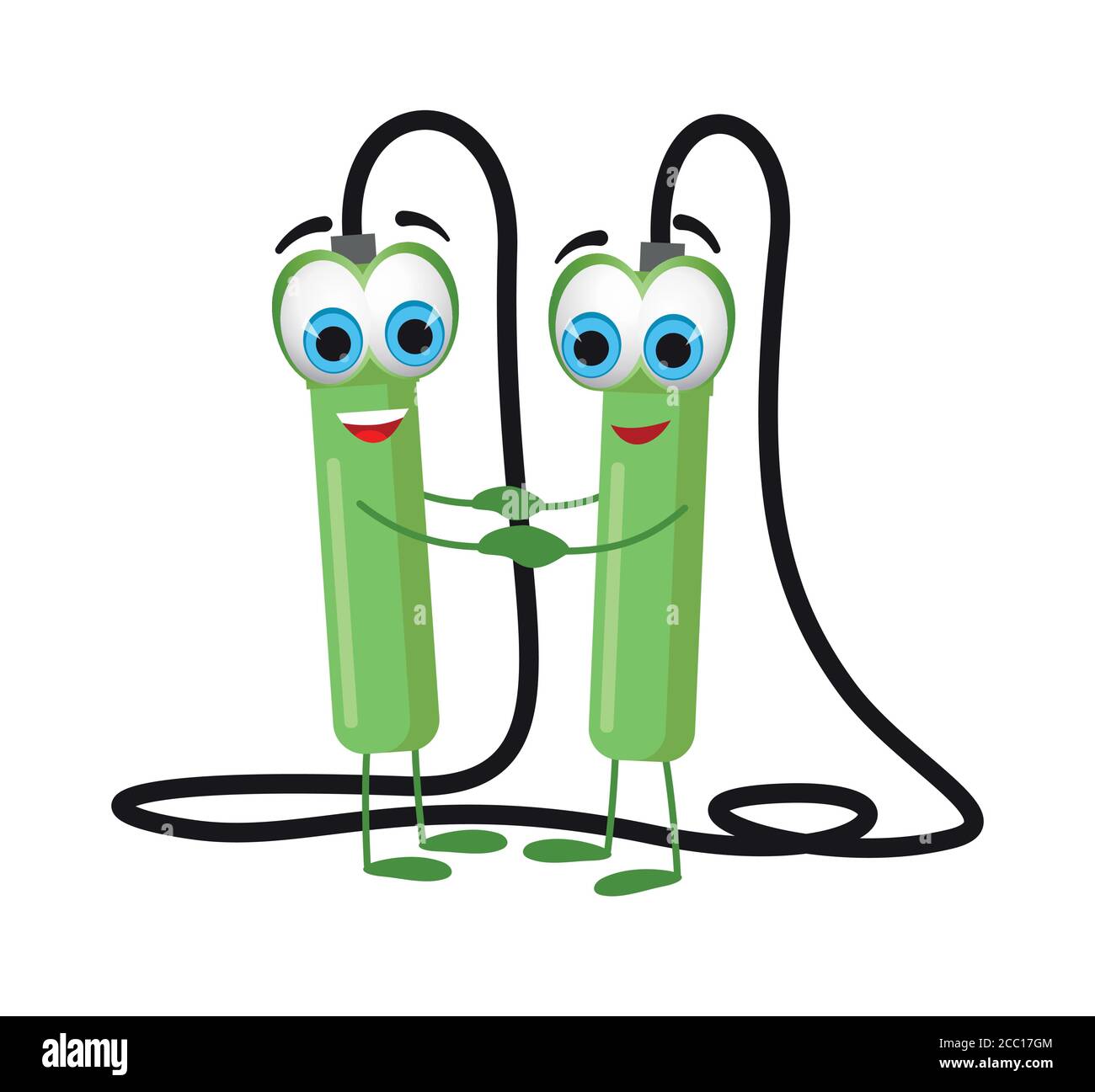 Funny jump rope on white background, fitness collection, flat vector ...