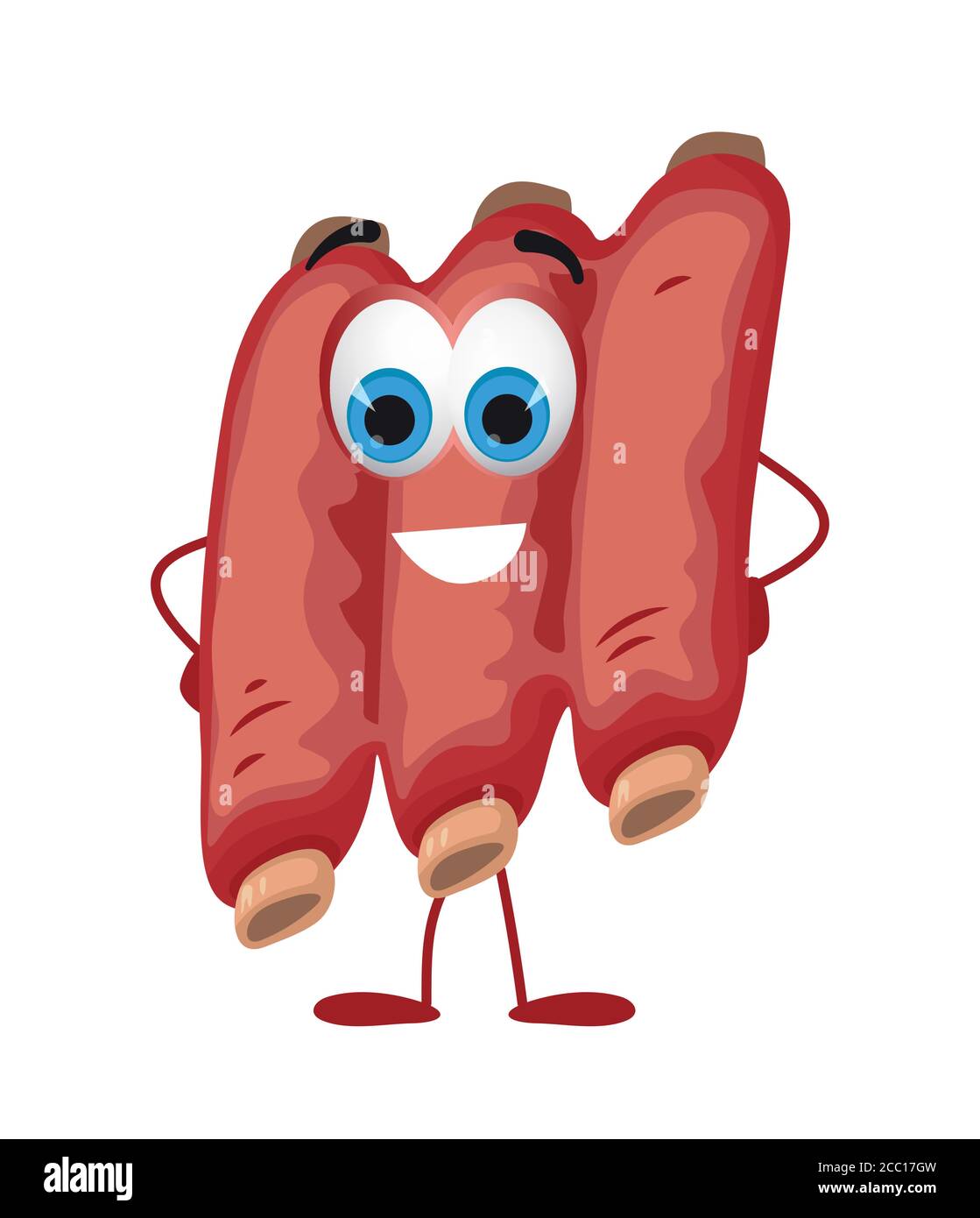 Funny baked ribs on white background, funny character collection, flat ...