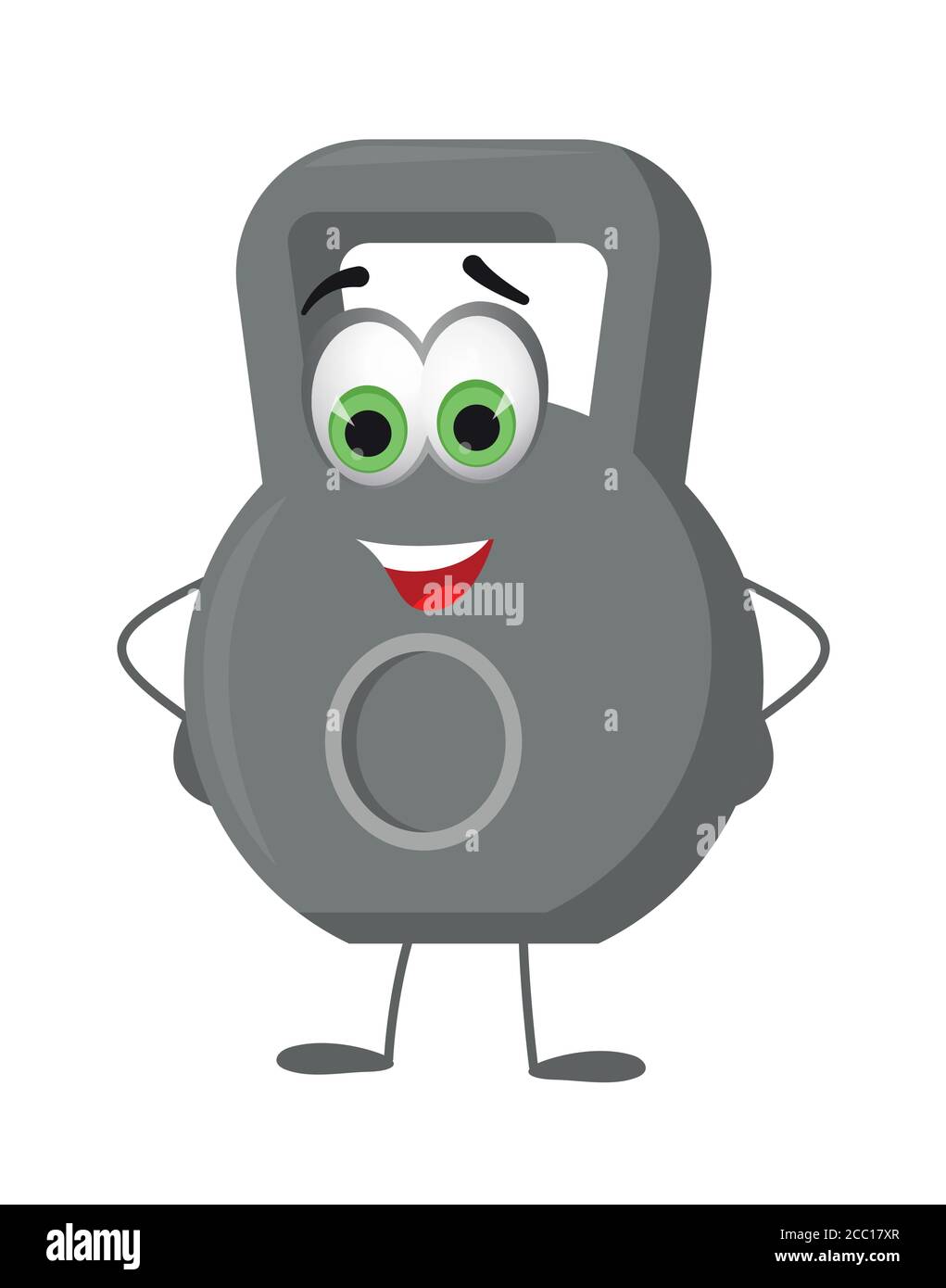 Funny kettlebell on white background, fitness collection, flat vector ...