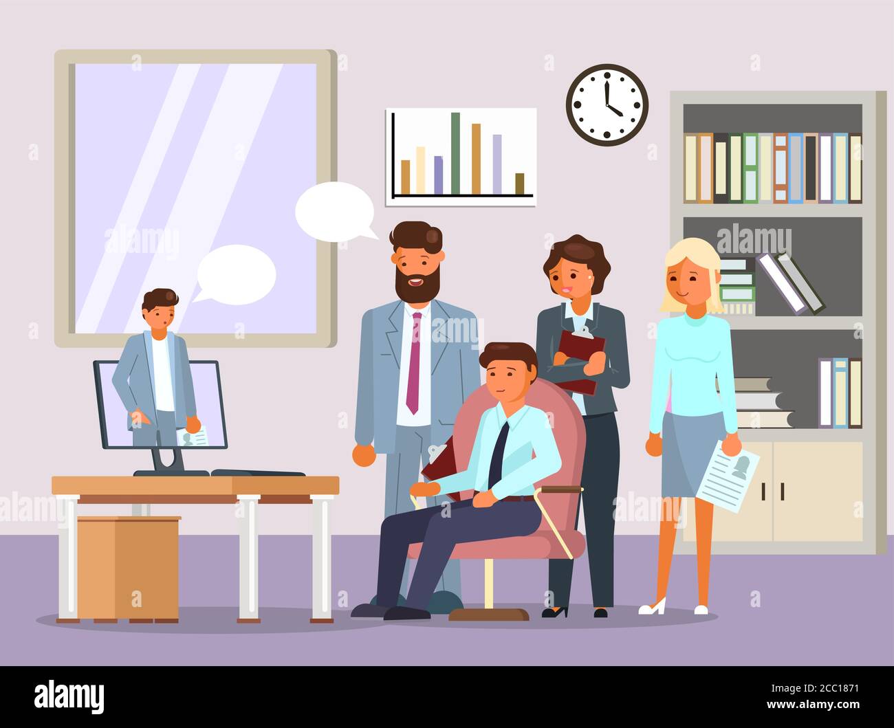 Online job interview, vector flat style design illustration Stock ...