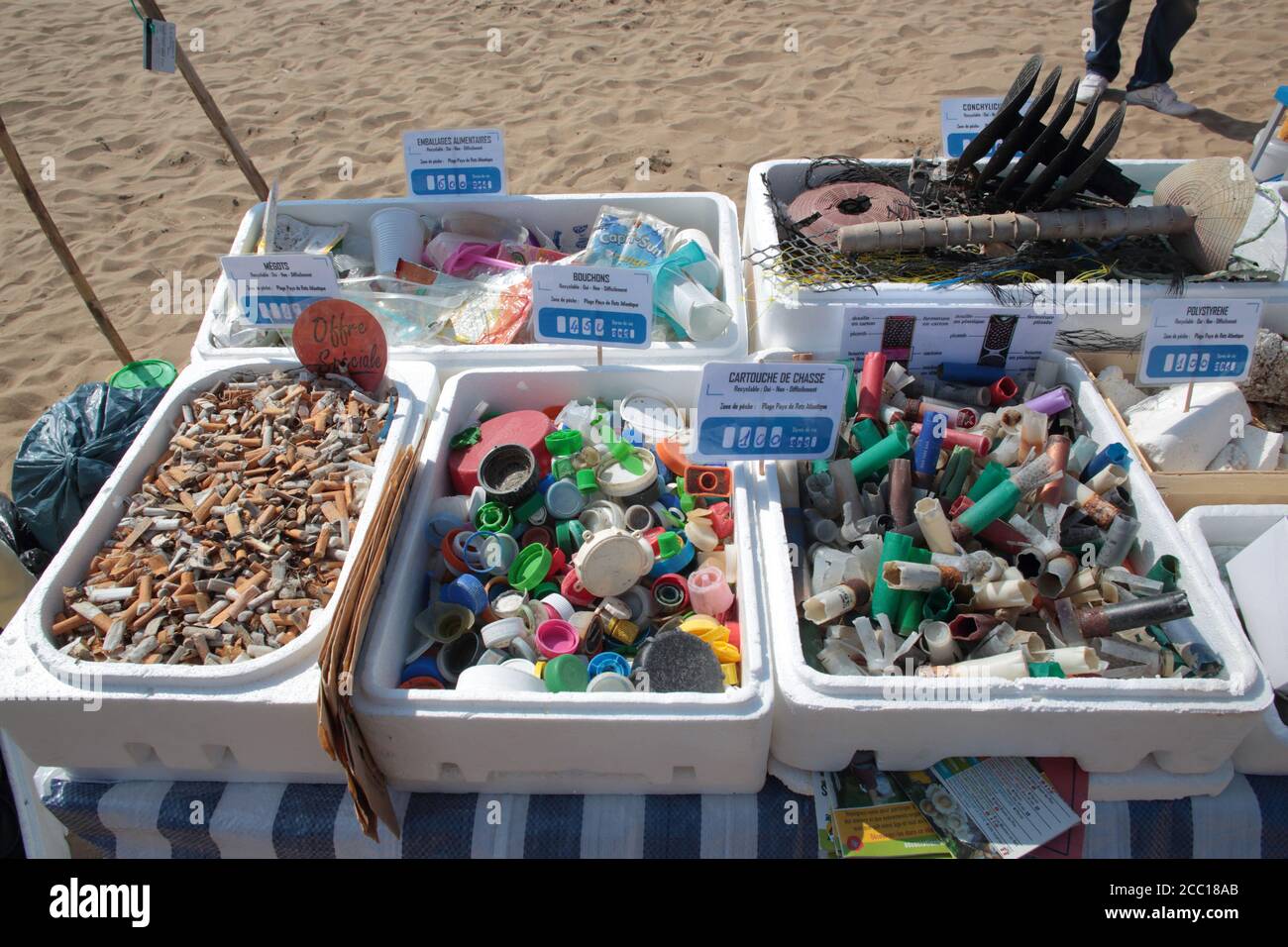 France, Saint Michel-Chef-Chef, 44, waste collection on the beach of ...