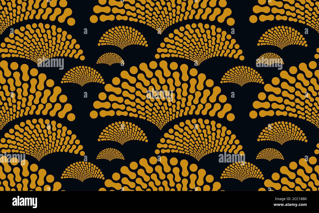 japanese pattern fan flowers gold black Stock Photo - Alamy
