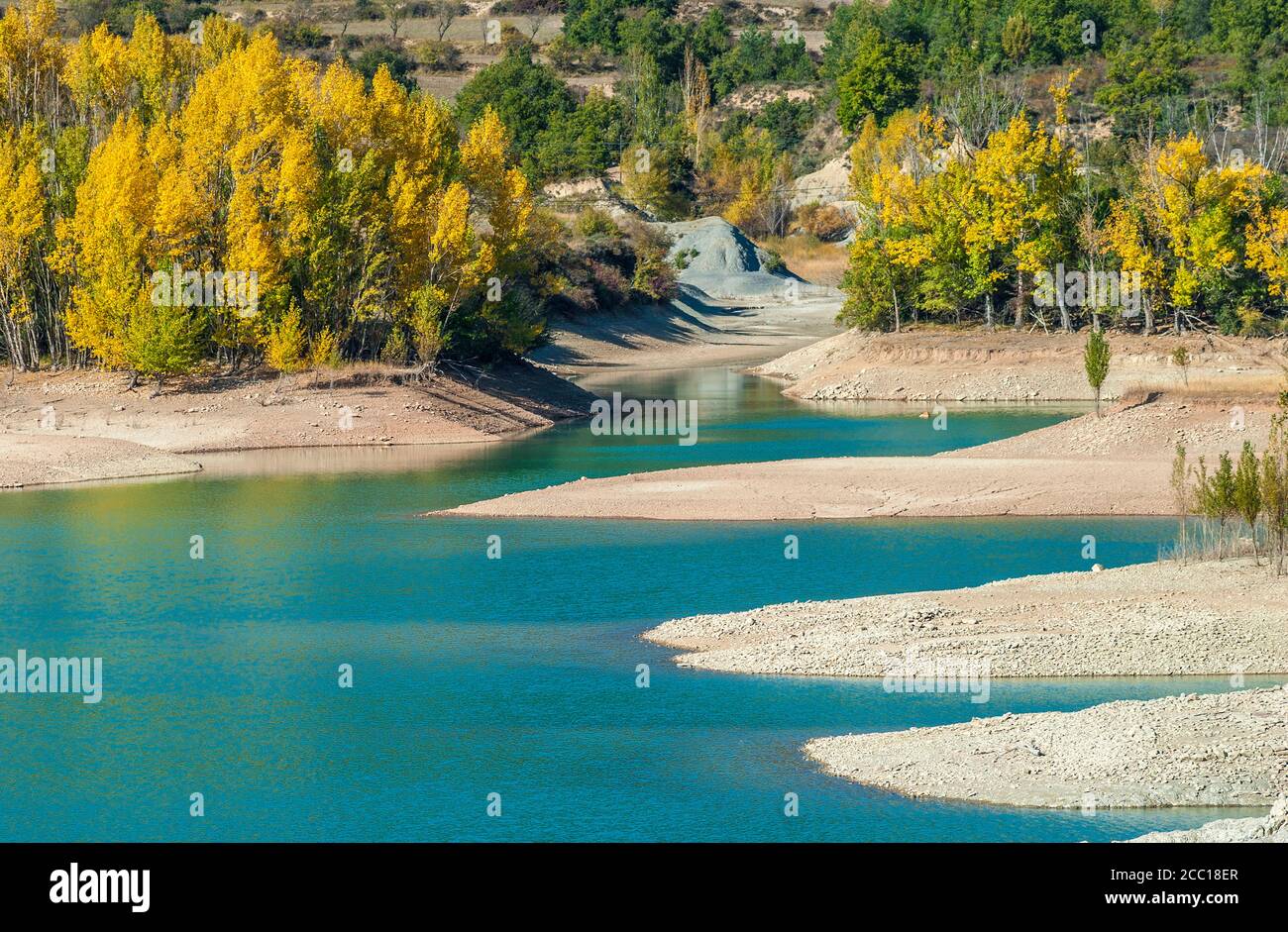 Spain, Aragon, lake of Pena irrigation dam on the Rio Gallego Stock ...