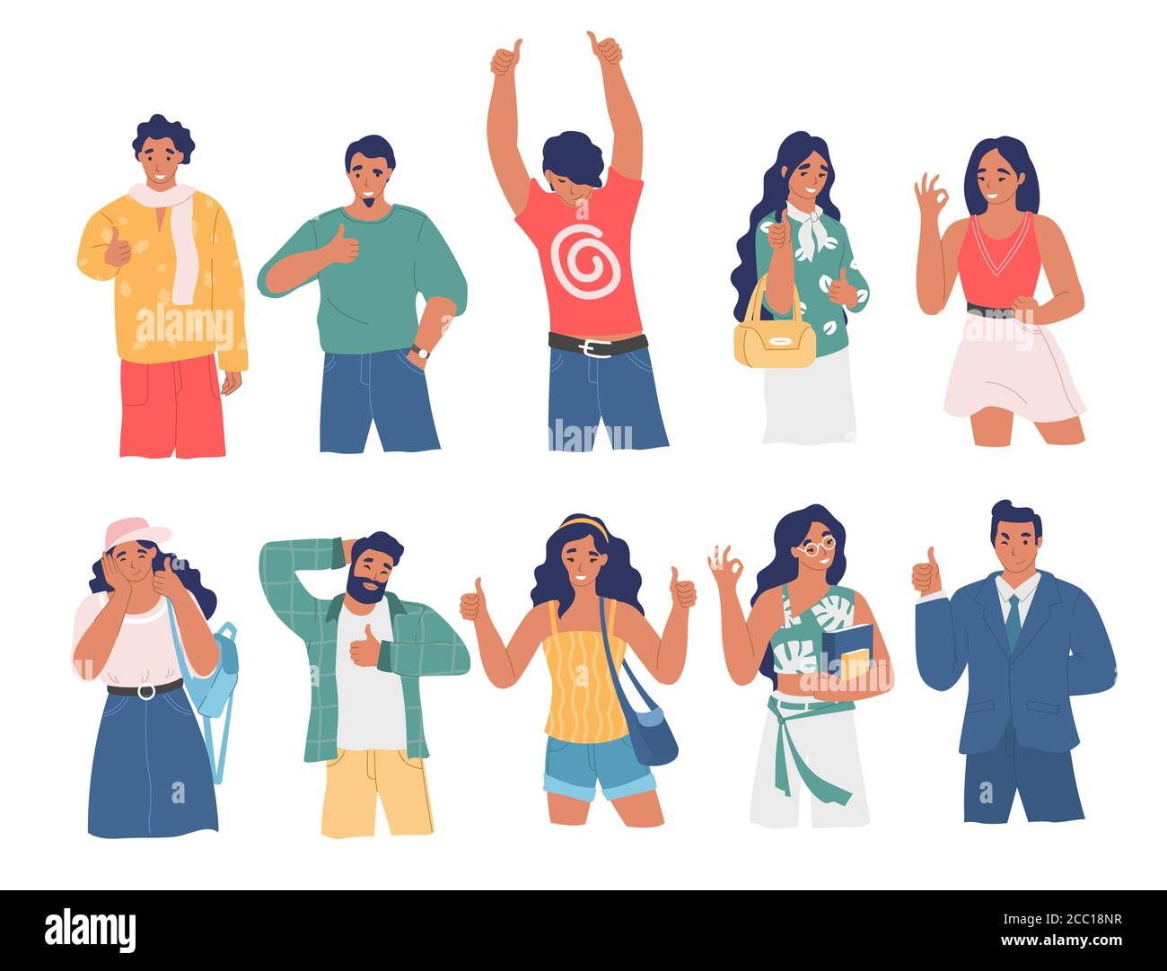 People gesturing to show consent, vector flat isolated illustration ...