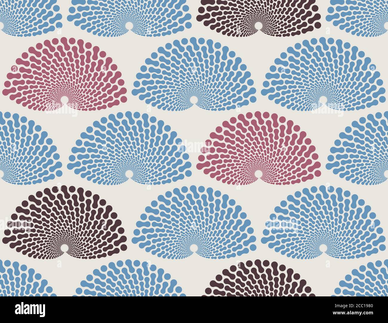 japanese pattern textile fans blue brown Stock Photo - Alamy