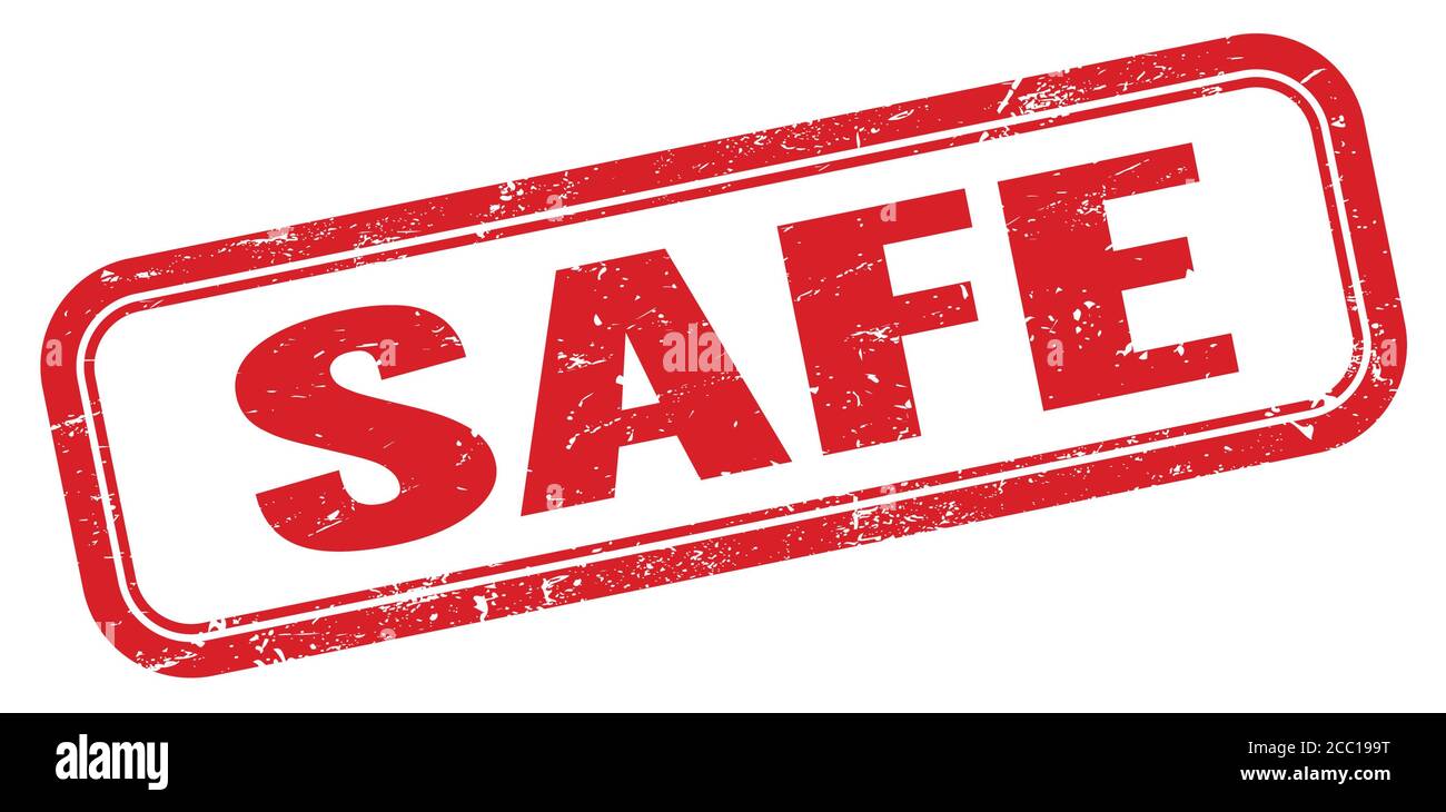 SAFE red grungy rectangle stamp sign Stock Photo - Alamy