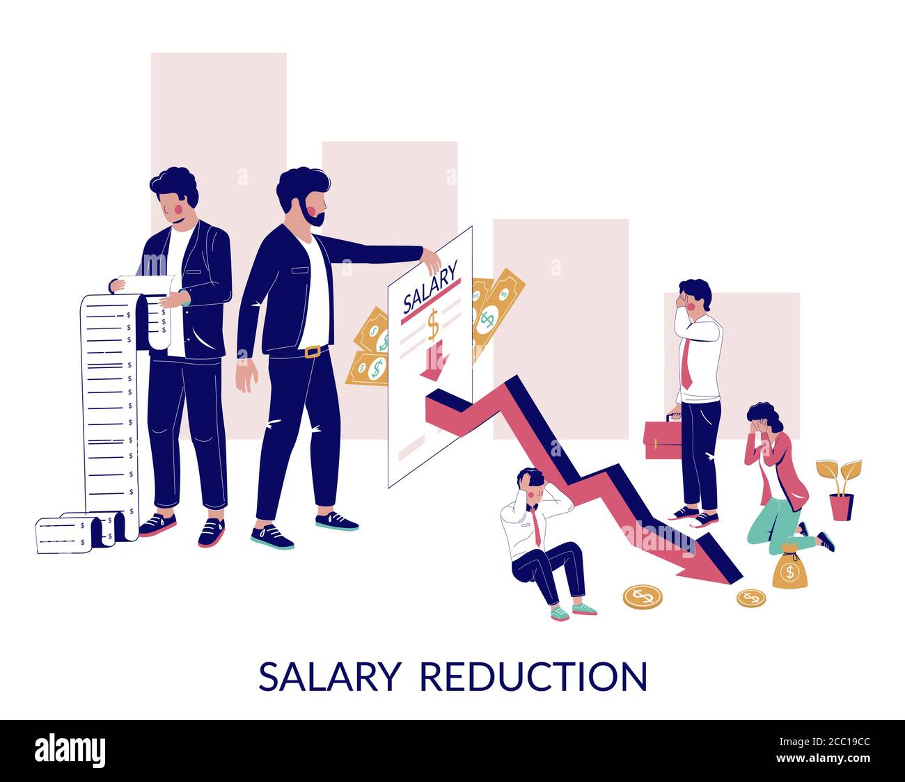 Salary reduction, vector concept for web banner, website page Stock ...