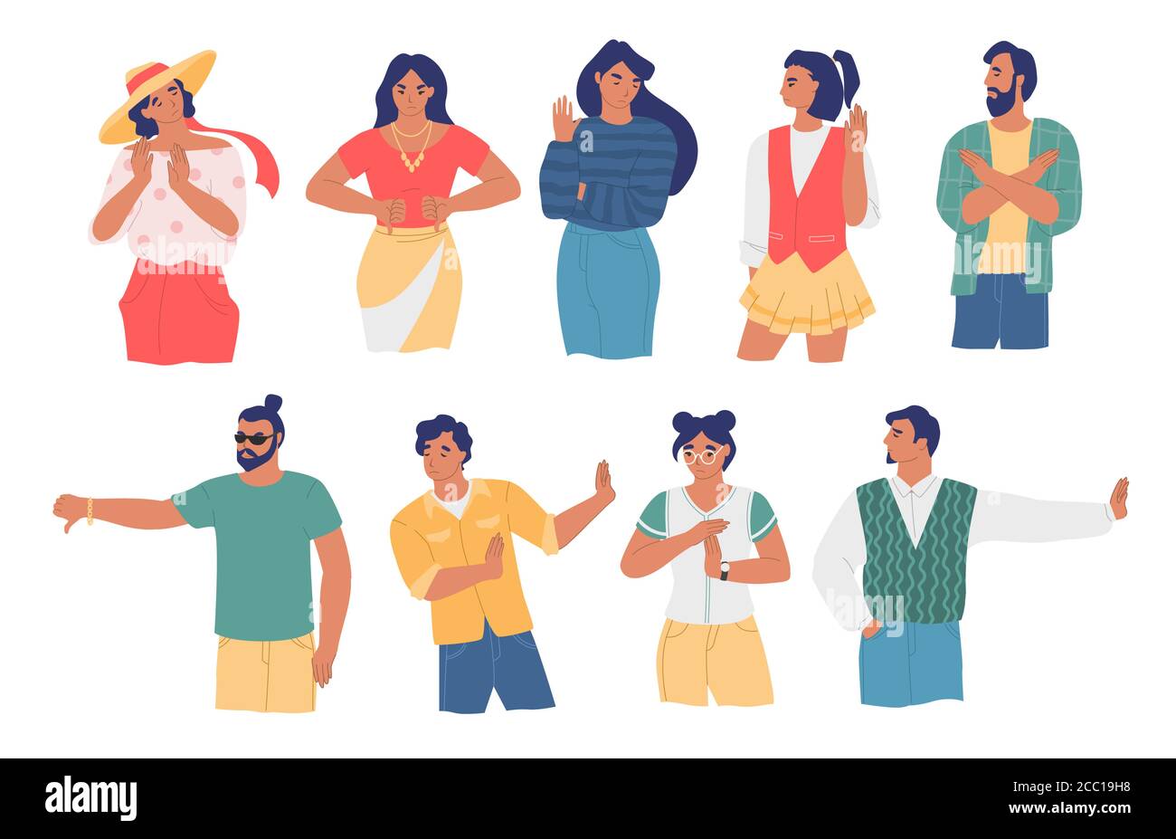 People gesturing to show disagreement, vector flat isolated ...